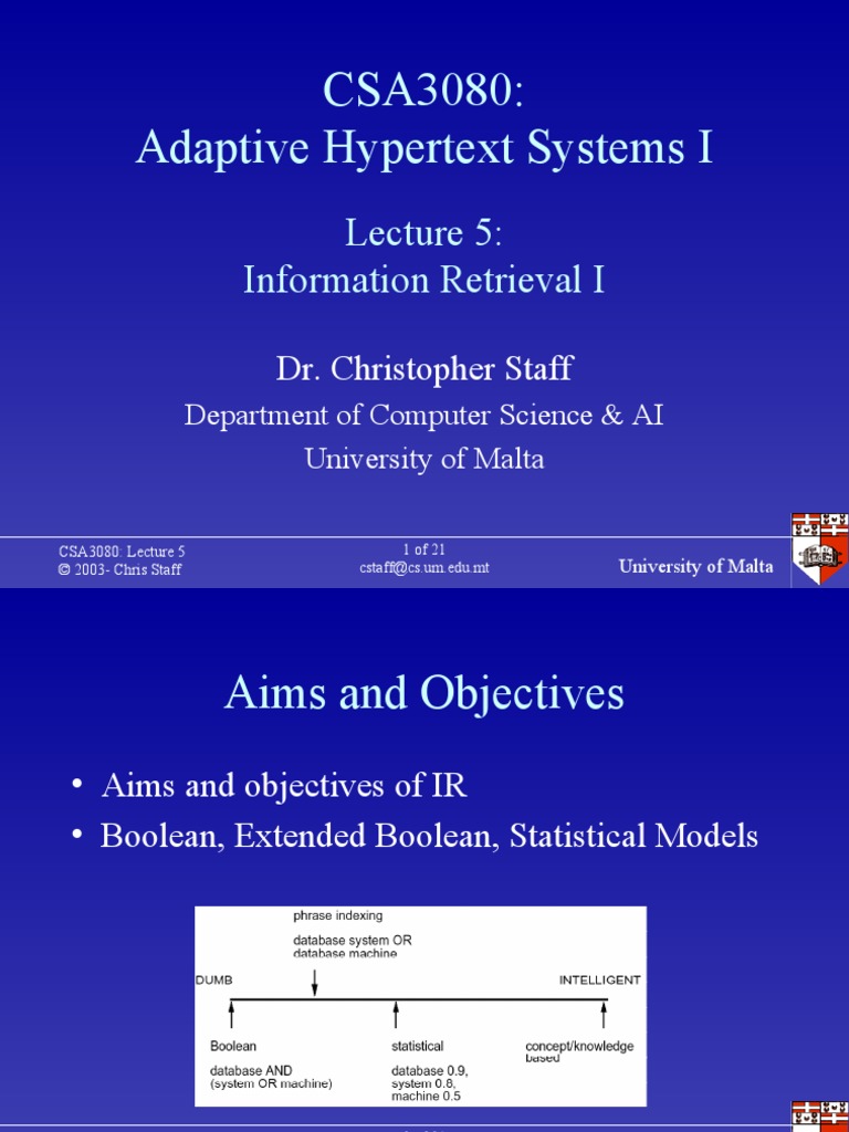 CSA3080: Adaptive Hypertext Systems I | PDF | Information Retrieval | Cognitive Science