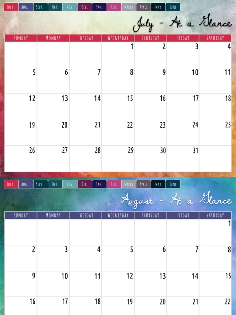 Monthly Calendar Overview | PDF | Sports