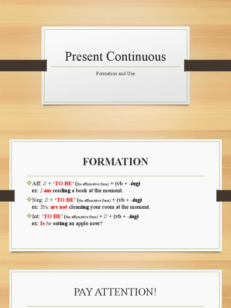 Present Continuous: Formation and Use | PDF