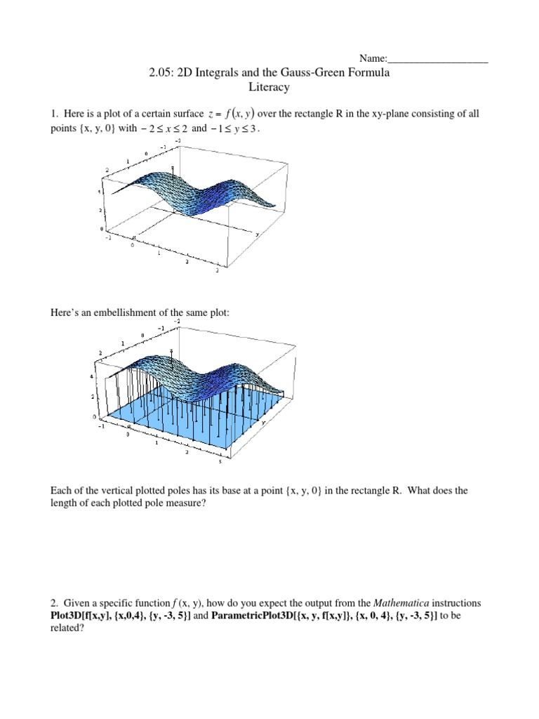 2.05: 2D Integrals and The Gauss-Green Formula Literacy: y X F Z | PDF ...