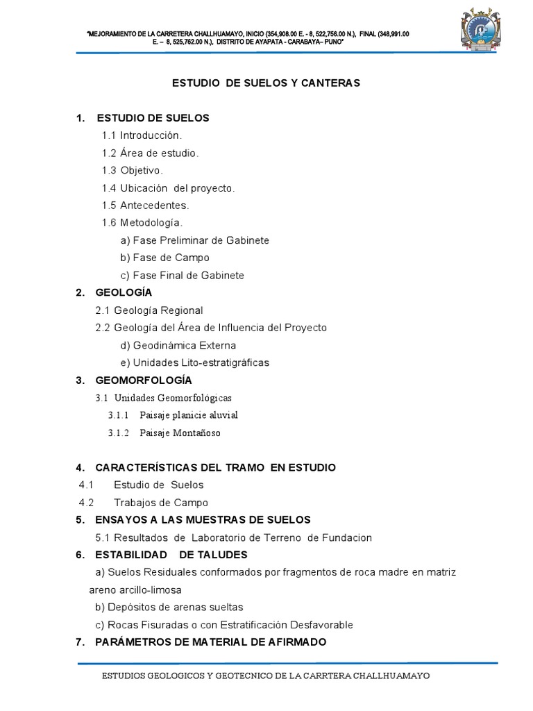 Estudio Geologicos y Geotecnicos | PDF | Roca (geología) | Mecánica de ...