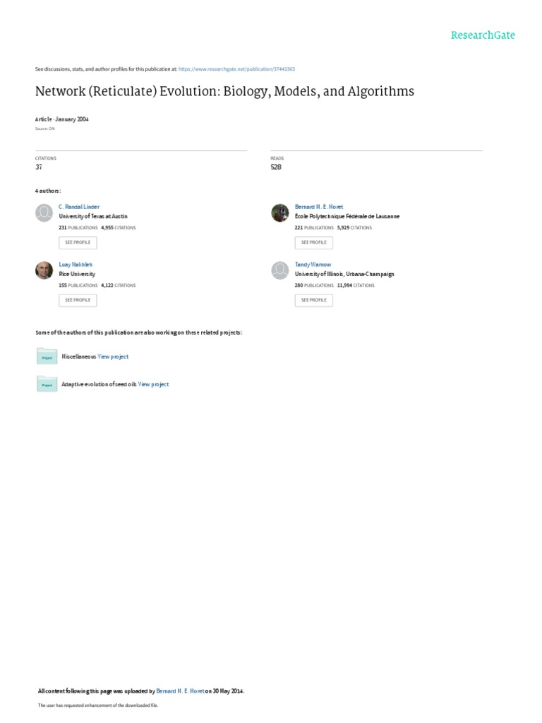 Reticulate Evolution: Models & Algorithms | PDF | Phylogenetic Tree ...