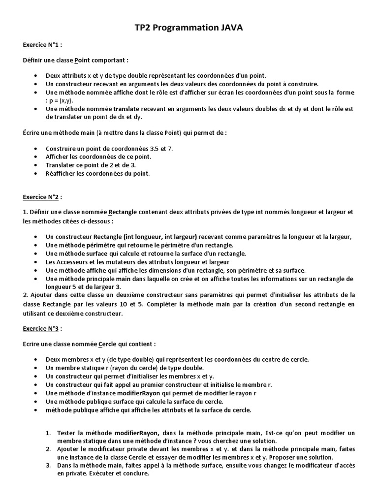 Programmation Java : Classes et Méthodes | PDF | Constructeur (programmation) | Programmation