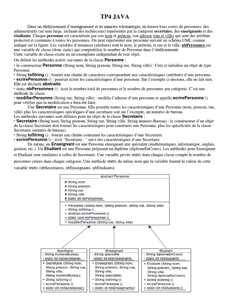 TP4 Java | PDF | Variable (informatique) | Java (Langage de programmation)