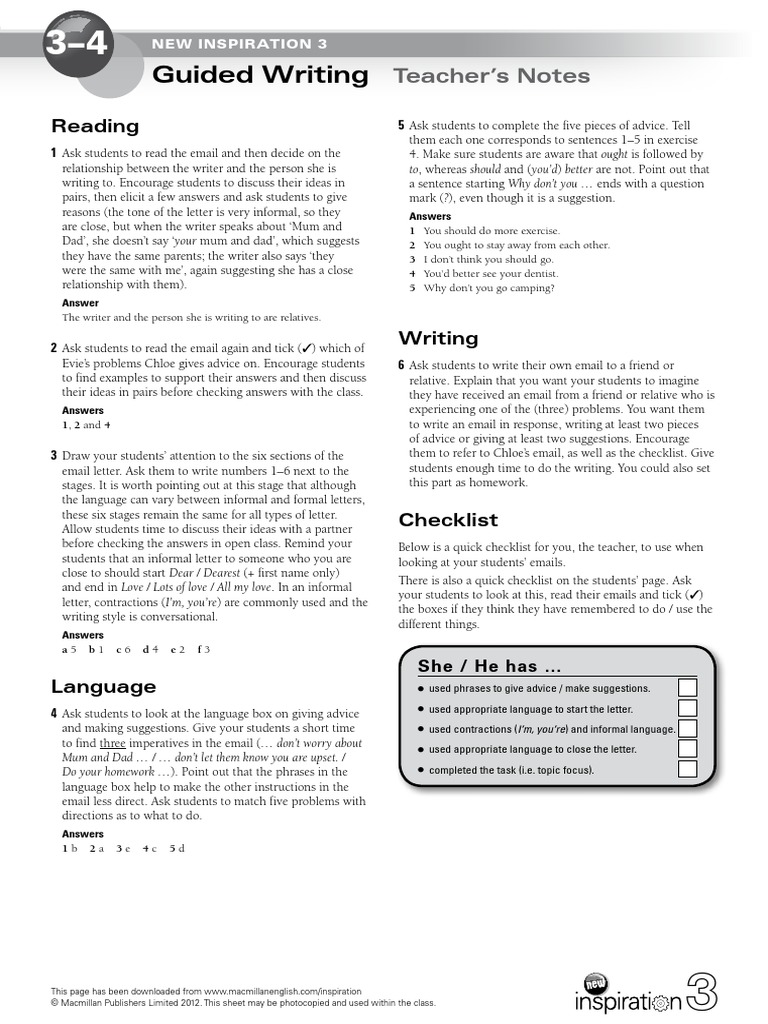 Guided Writing: Teacher's Notes | PDF | Writers | Psychological Concepts