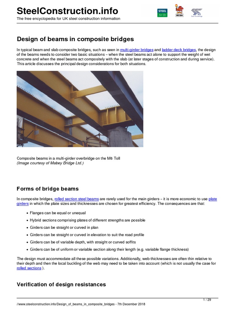 Design of Beams in Composite Bridges | PDF | Buckling | Bending