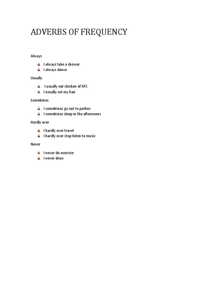 Adverbs of Frequency Examples | PDF | Art | Poetry