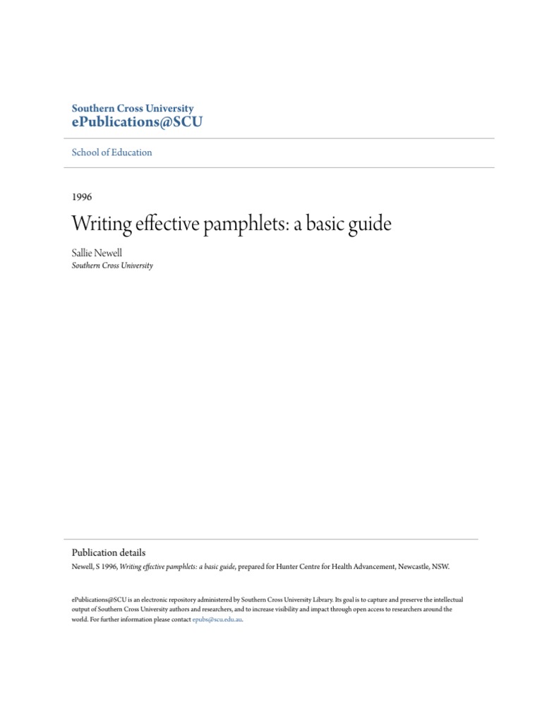 Guide to Effective Pamphlet Writing | PDF | Psychological Concepts ...