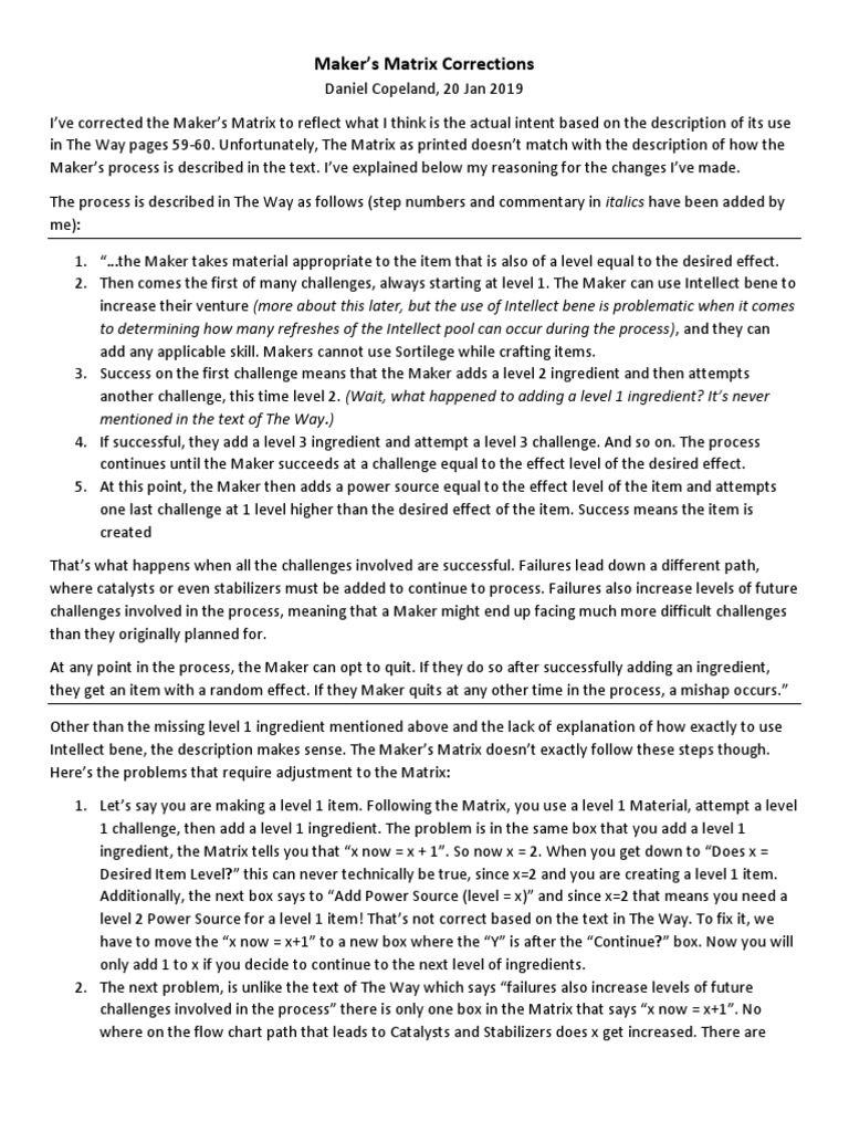Revised Maker's Matrix Guidelines | PDF | Cognition