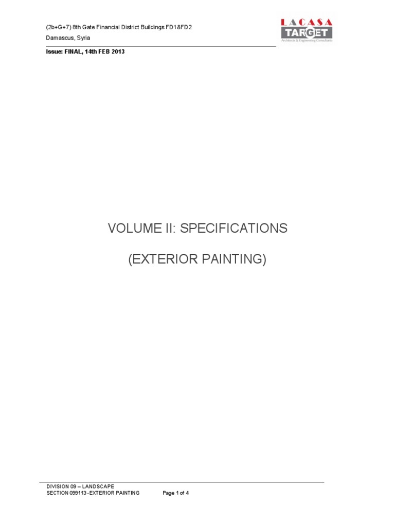 Volume Ii: Specifications (Exterior Painting) : Issue: FINAL, 14th FEB ...