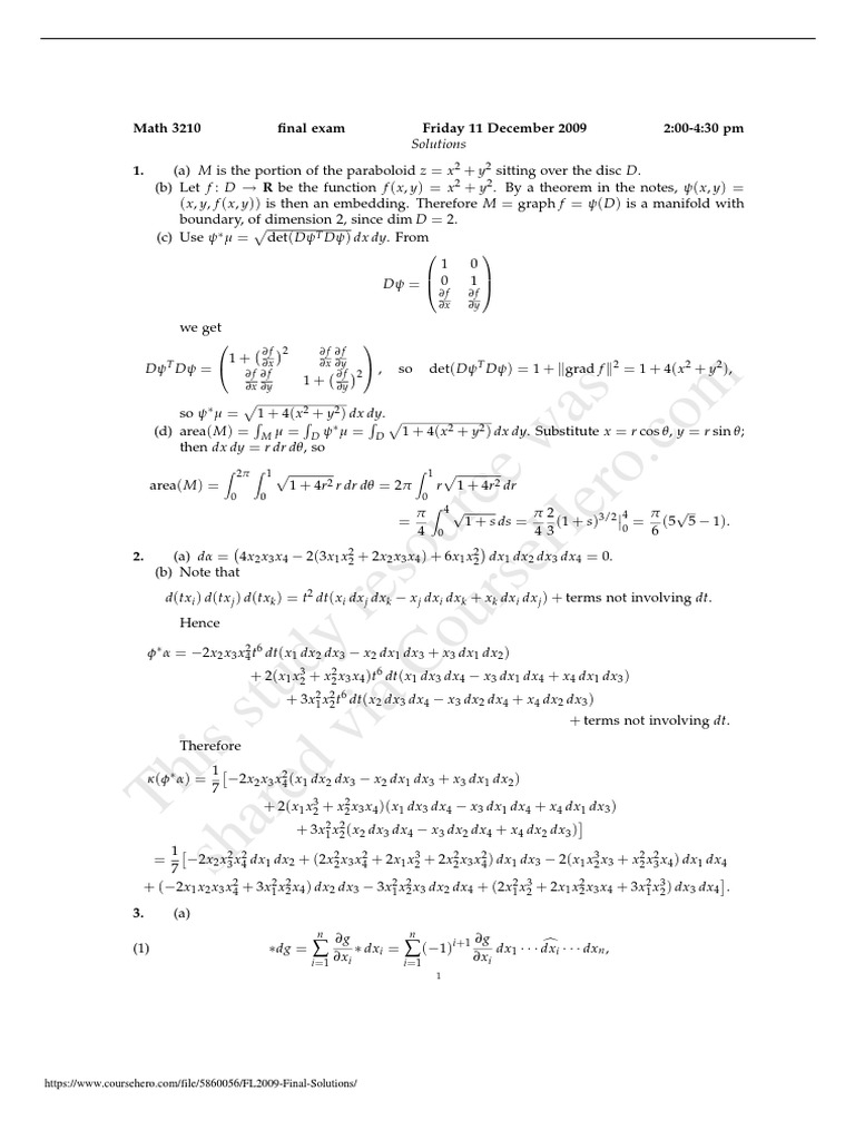 Final Solutions | PDF | Differential Topology | Algebra