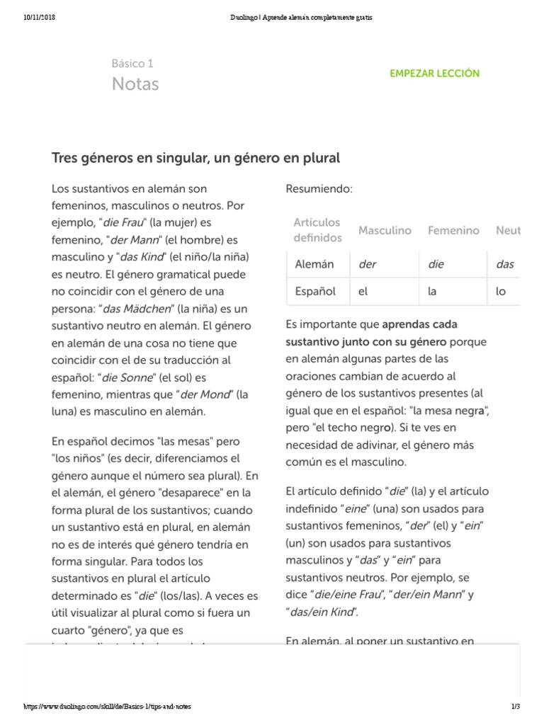 Guía Básica de Géneros y Verbos en Alemán | PDF | Género gramatical ...