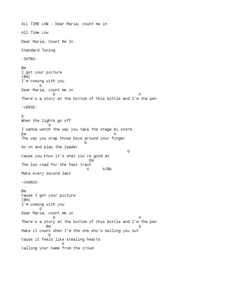 All Time Low: Dear Maria Lyrics | PDF