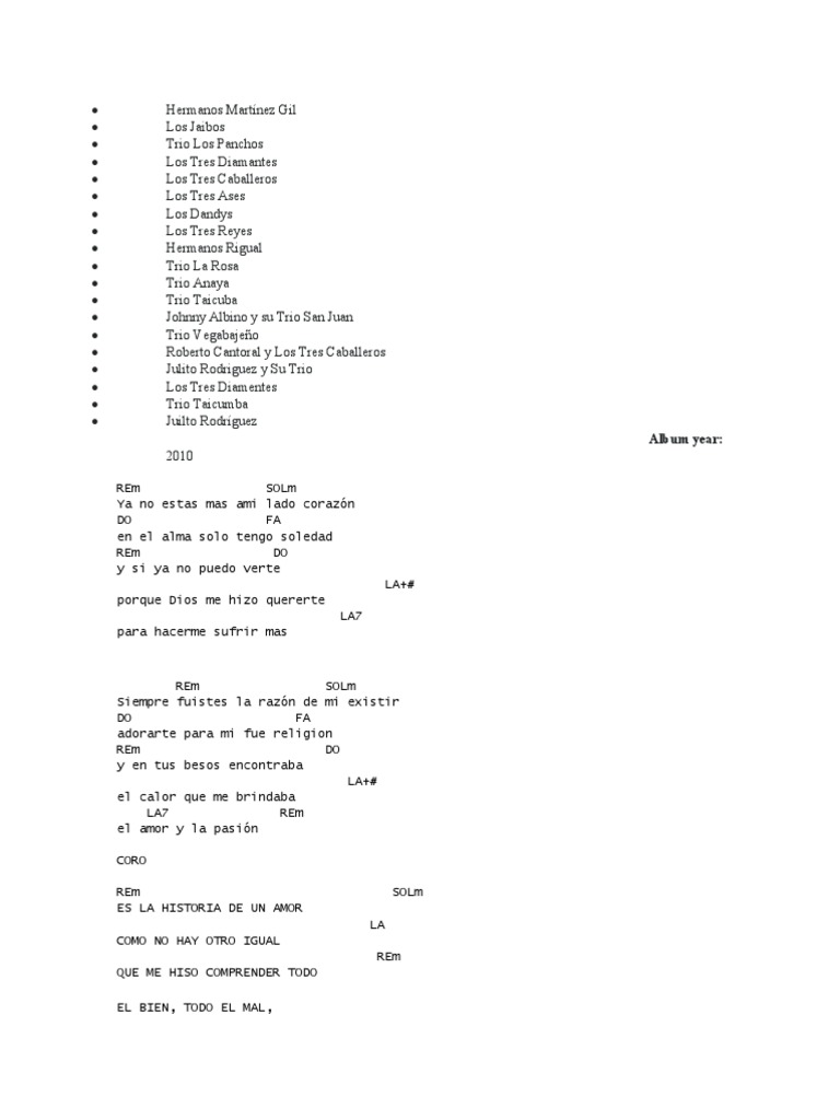 Letras de Boleros y Trios Musicales | PDF | Amor | Religión y creencia