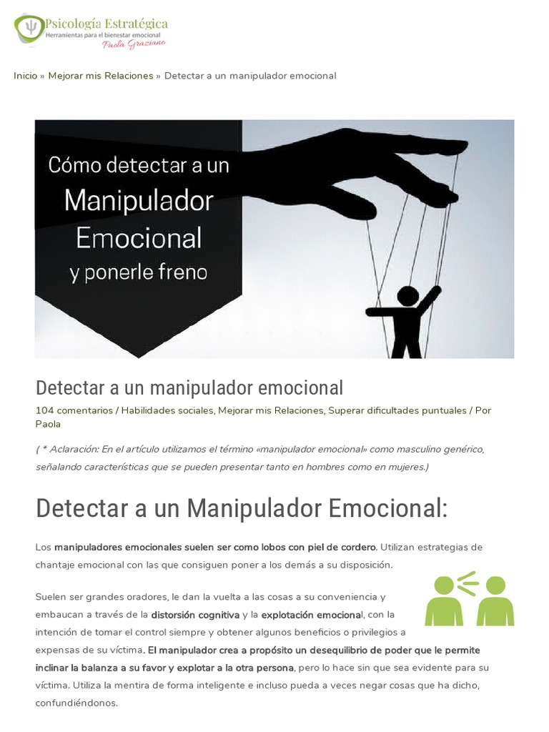 Psicologia Estrategica Detectar Manipulador Emocional | PDF | Las ...