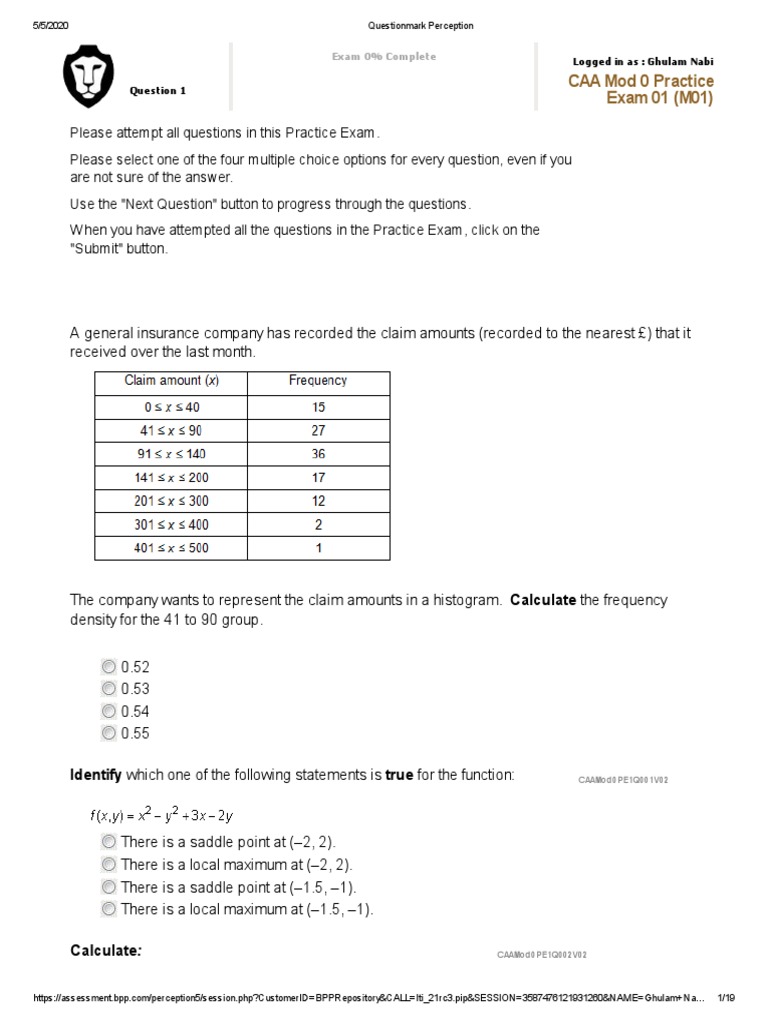 Practice Exam 1 | PDF | Random Variable | Probability Distribution