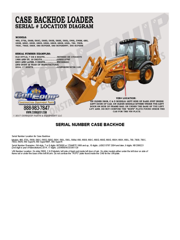 Serial Number Case Backhoe | PDF