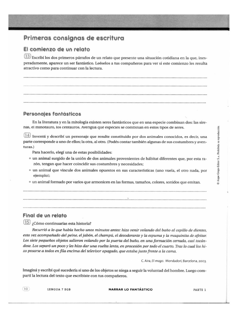 Actividad 9 TALLER ESCRITURA CUENTO FANTÁSTICO I EES 12 Primer Año PDF | PDF