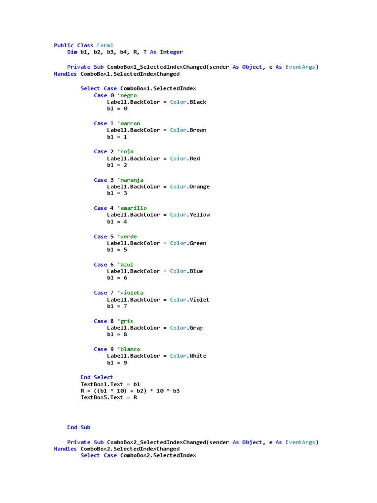 Public Class Dim As Integer Private Sub As Object As Handles Select Case Case | Download Free ...