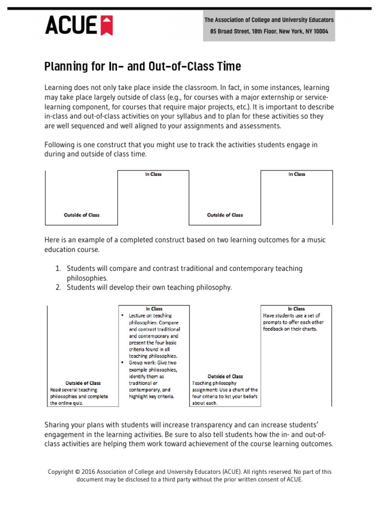1C - AlignAct - PG - Planning Class Time | PDF
