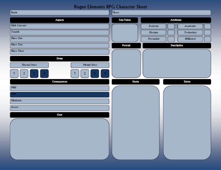 Rogue Elements Character Sheet (Pub)