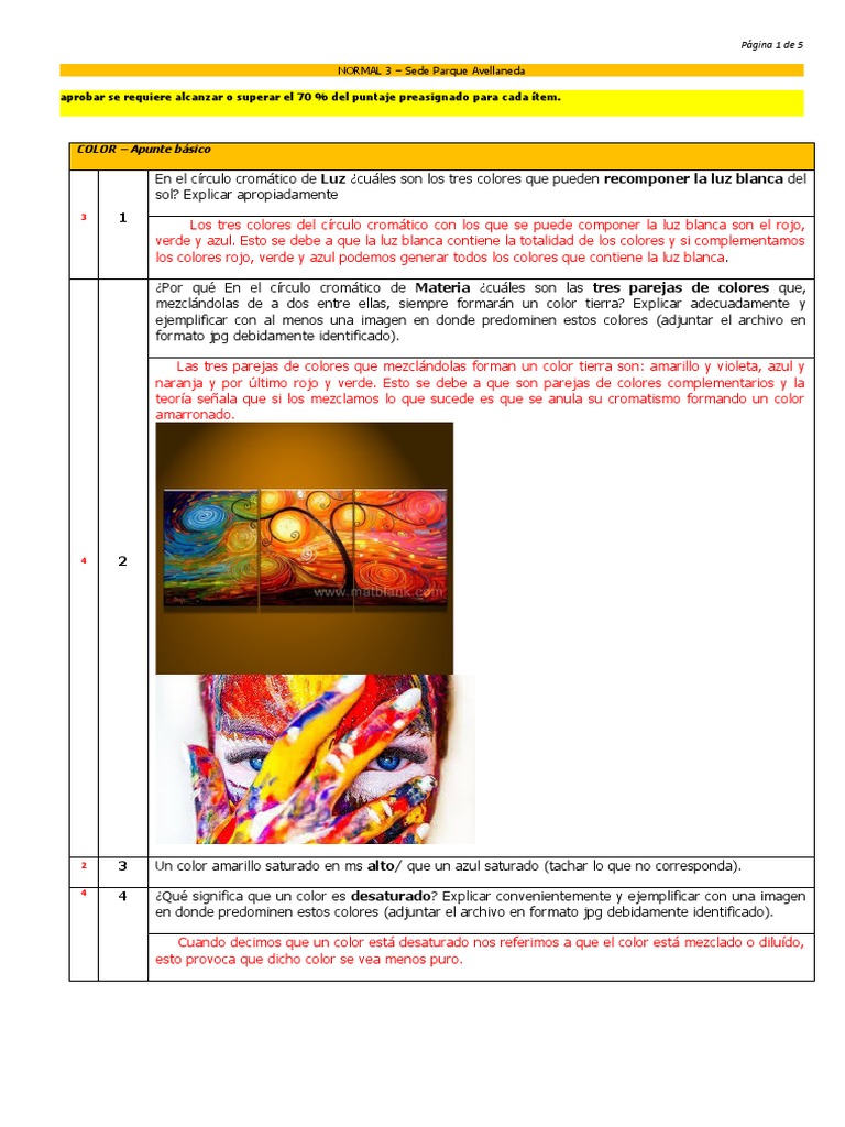 Teoría del Color en Artes Visuales | PDF | Color | Azul