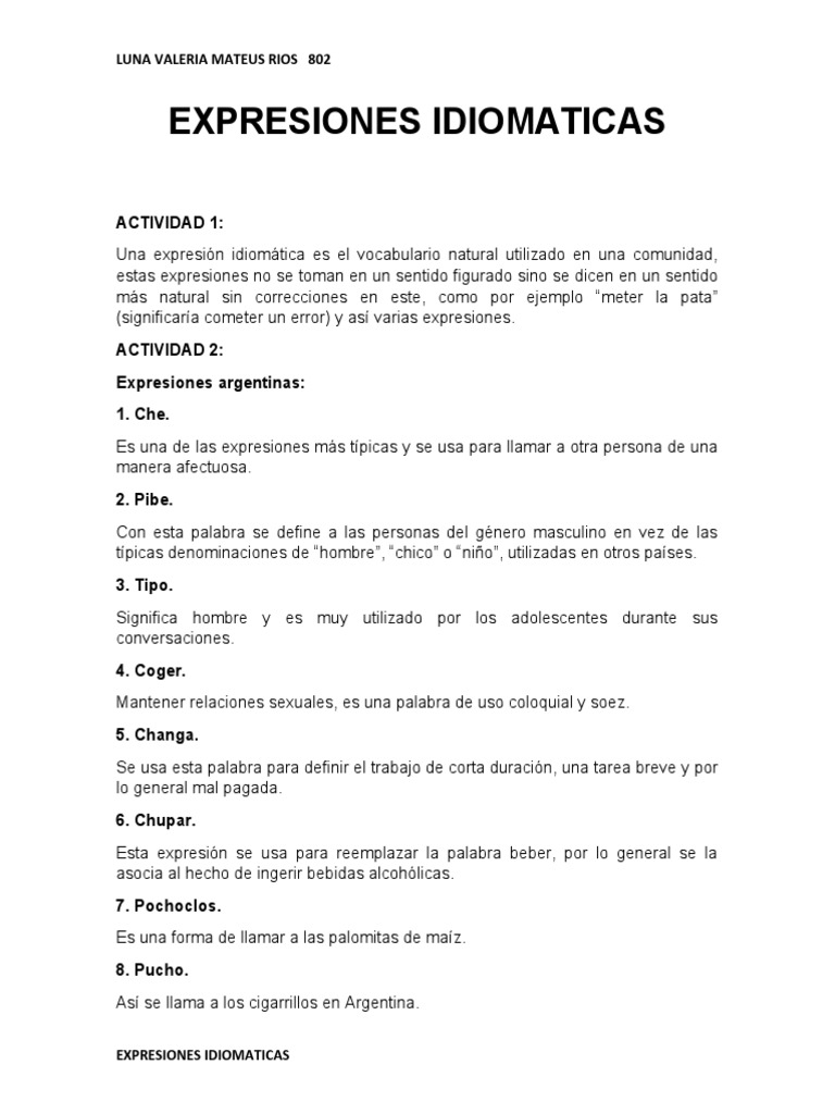 Expresiones Idiomaticas | PDF | Idiomas