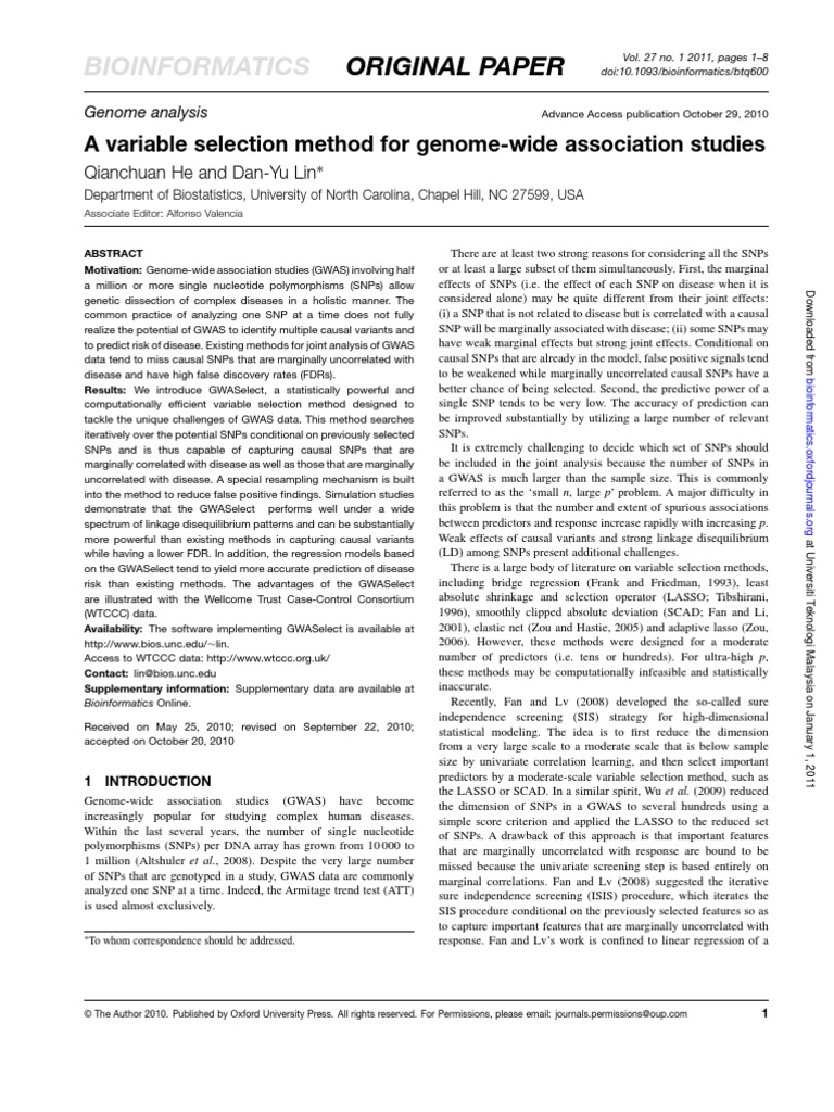 ,DanaInfo Bioinformatics Oxfordjournals Org+1 | PDF | Genome Wide Association Study | Single ...