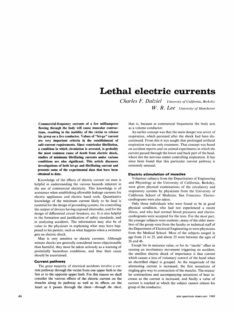 Lethal Effects of Electric Currents | PDF | Wellness | Medical