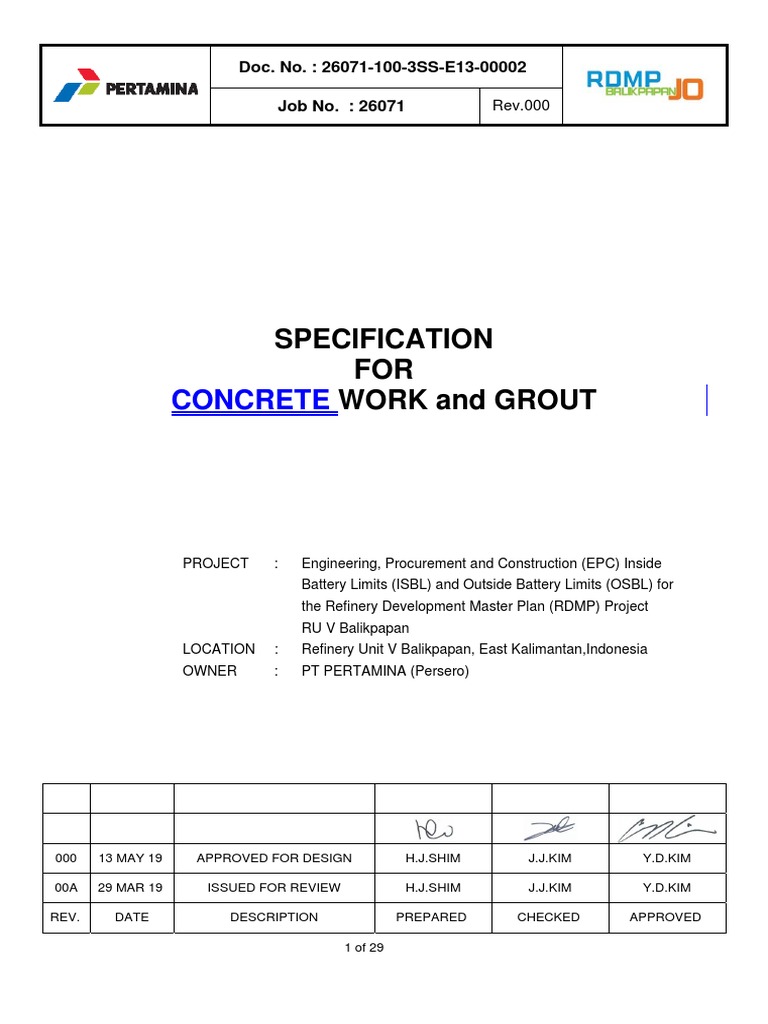 Grout Specifications for Concrete Work | PDF | Construction Aggregate ...
