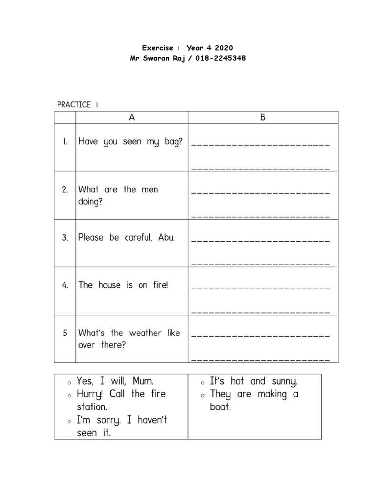 Exercise: Year 4 2020 MR Swaran Raj / 018-2245348 | PDF