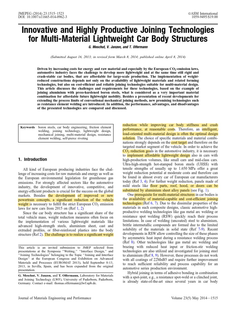 Innovative and Highly Productive Joining Technologies For Multi ...