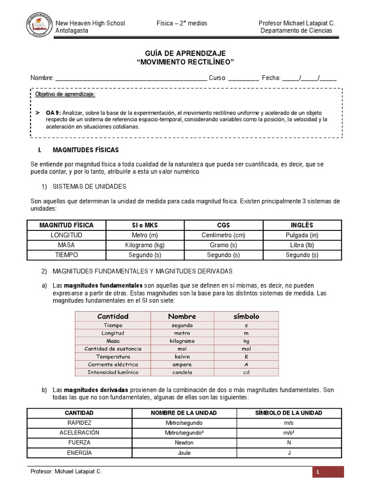 Física Movimiento Rectilineo 2MA y 2MB | PDF | Vector Euclidiano | Aceleración