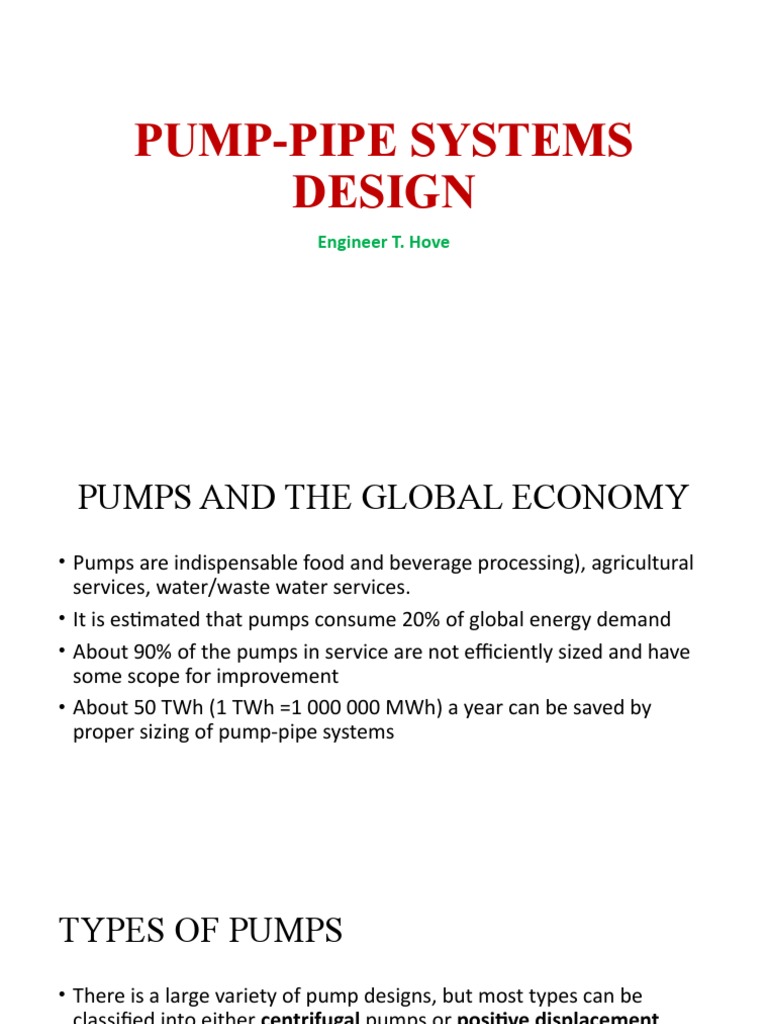Pump-Pipe System Design Overview | PDF | Photovoltaic System | Viscosity