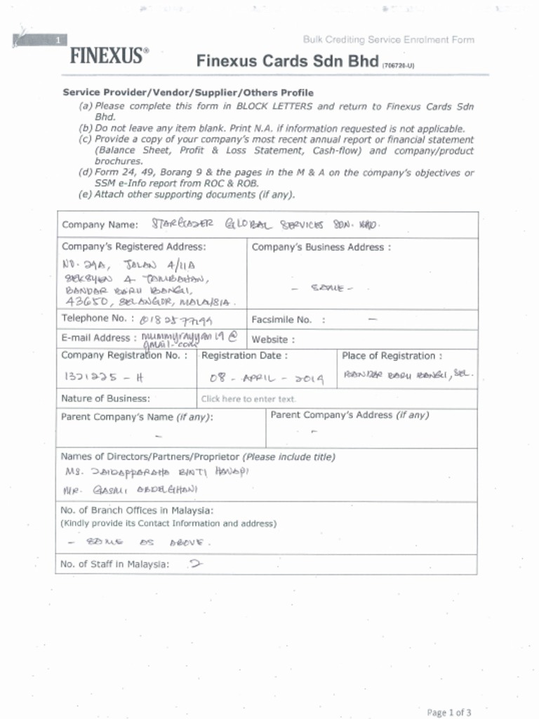 Finexus - Bulk Credited Form PDF | PDF