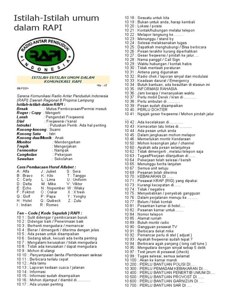 Istilah ORARI RAPI | PDF