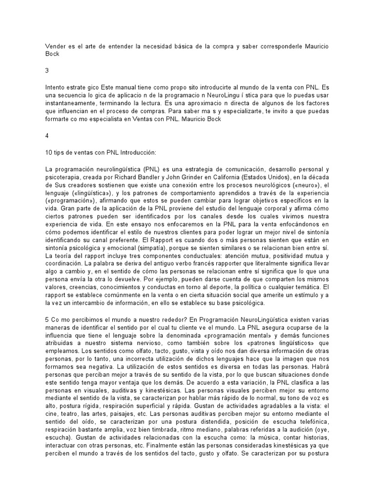 Ventas Efectivas con PNL: Mauricio Bock | PDF | Programación ...