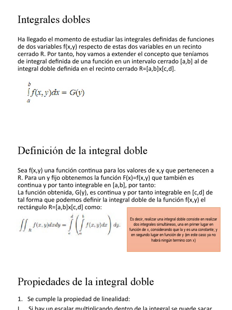 Definición y propiedades de integrales dobles | PDF | Integral ...