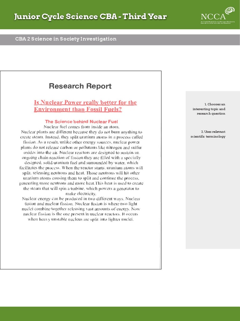 Junior Cycle Science CBA - Third Year | PDF | Opinion | Science