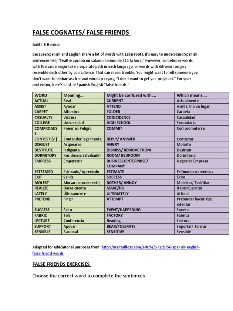 False Cognates | PDF