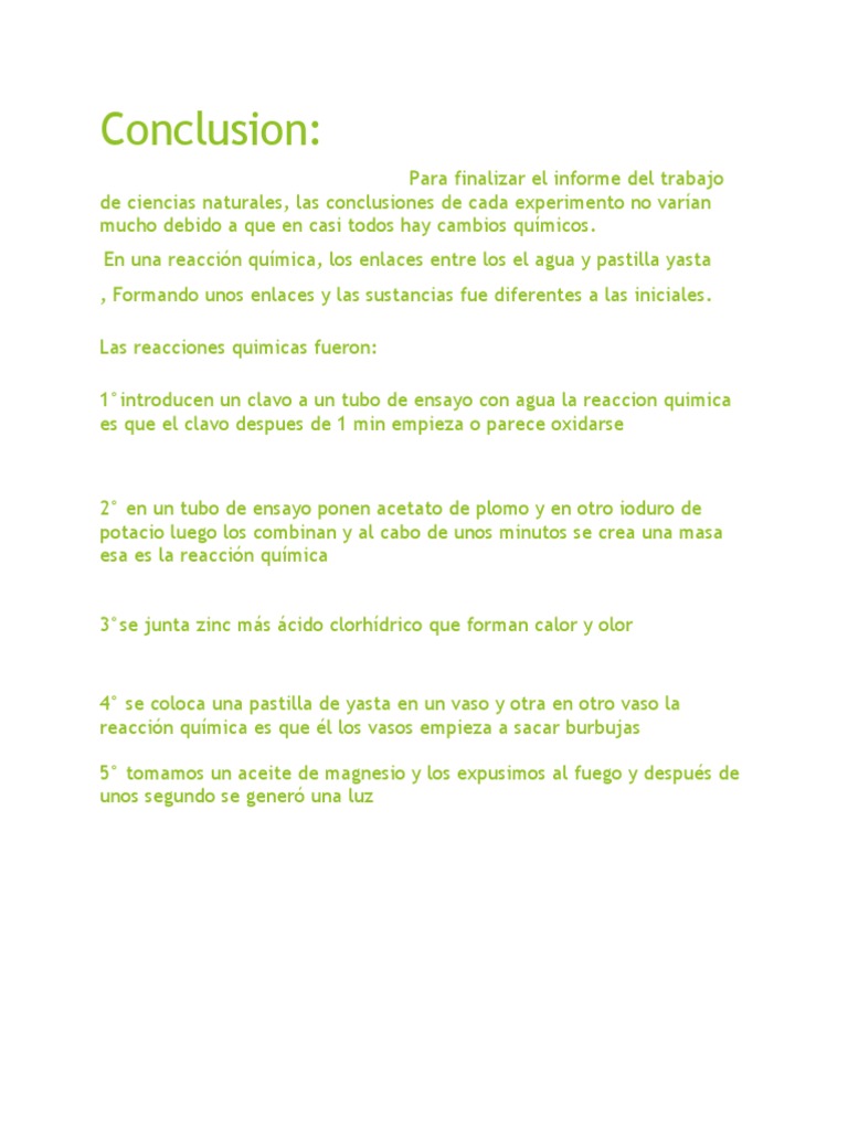 Conclusion | PDF | Ciencia y matemáticas