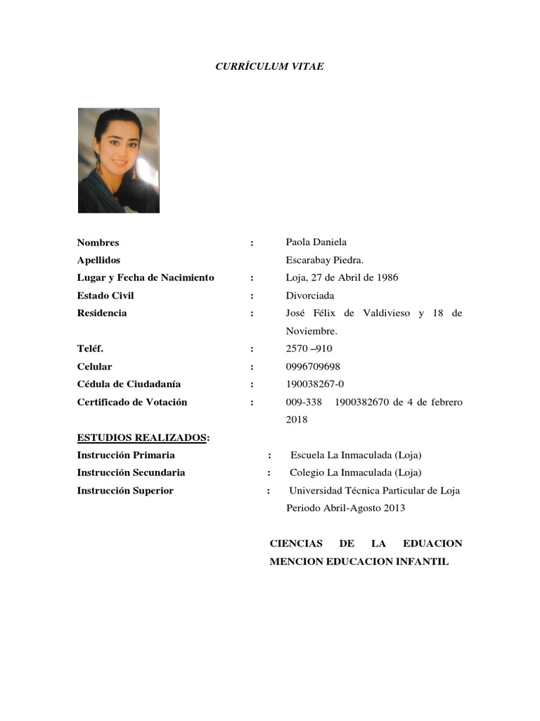 CURRÍCULUM VITAE Paola | PDF