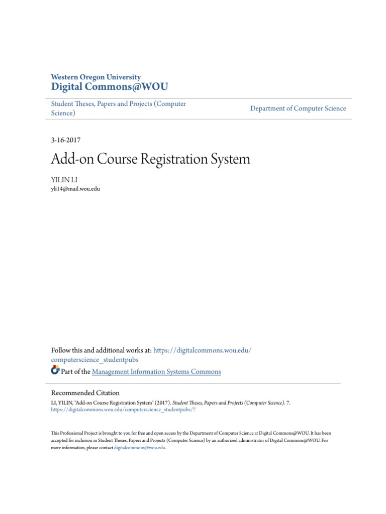 Add-On Course Registration System PDF | PDF | System | Databases