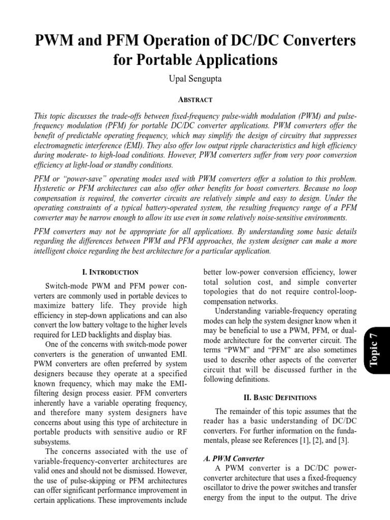PWM vs PFM in Portable DC/DC Converters | PDF | Mosfet | Electronic ...