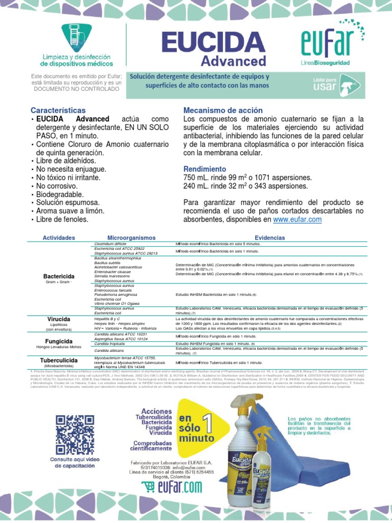 Ficha Eucida Advanced | PDF | Detergente | Microbiología
