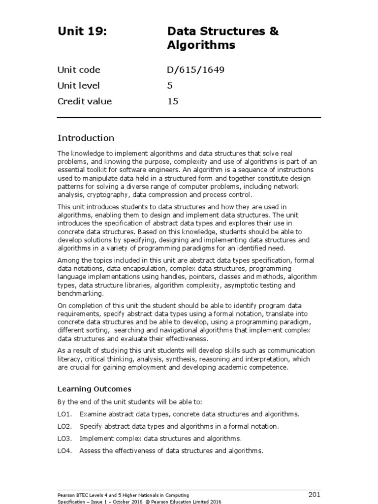 Unit 19 Data Structure And Algorithms Pdf Algorithms Data Structure