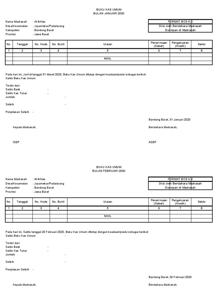 1 - Contoh BKU 0 | PDF