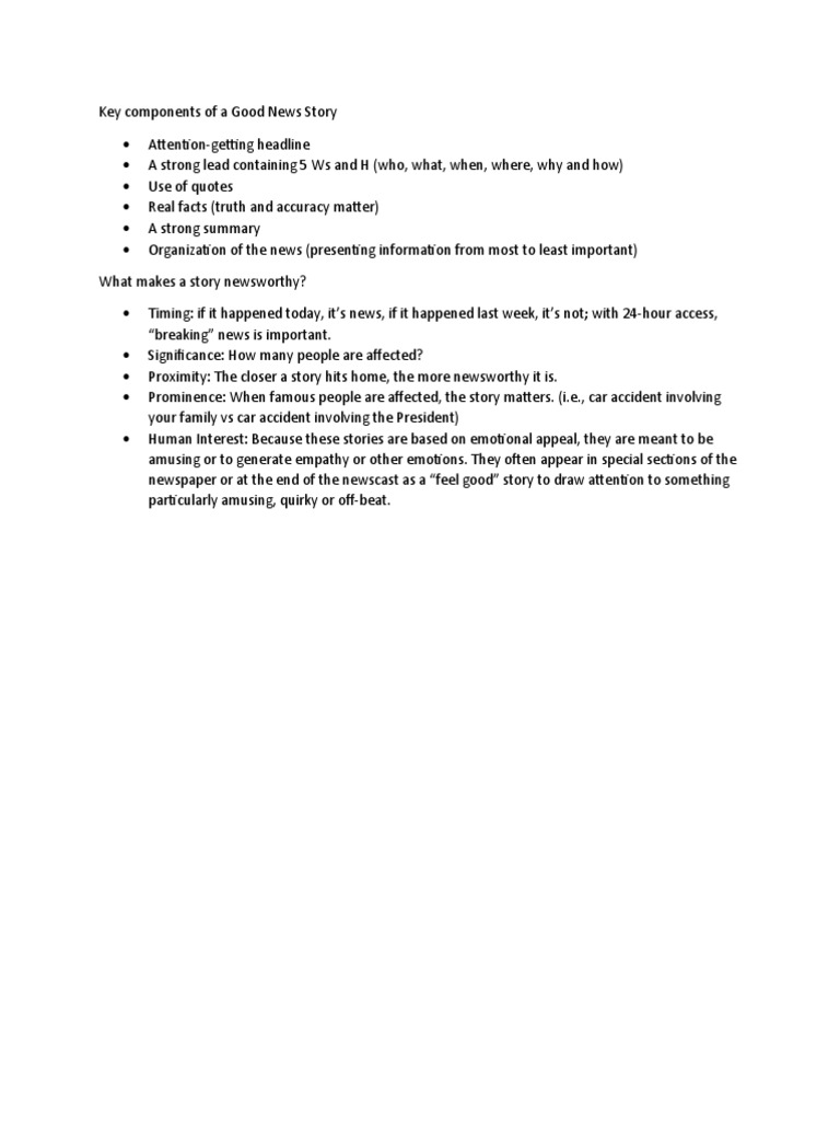 Key Elements of Good News Stories | PDF | Politics