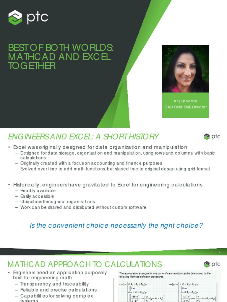 Best of Both Worlds: Mathcad and Excel Together: Anji Seberino CAD ... Best of Both Worlds: Mathcad and Excel Together: Anji Seberino CAD ...