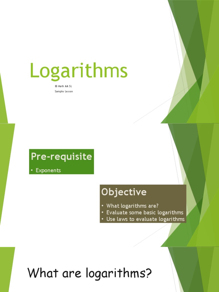 Logarithms: Ib Math Aa SL Sample Lesson | PDF